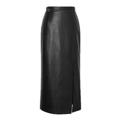 飘蕾显瘦开衩百搭半身裙2025秋冬新款遮胯遮肉宽松复古puA字长裙