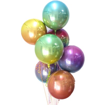 生日彩虹色ins艺术照3D铝膜气球