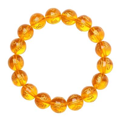 六字真言佛珠黄水晶饰品复古手串