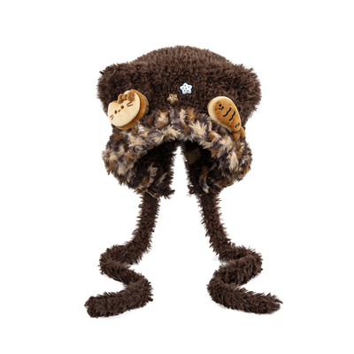 可爱小熊耳朵针织毛绒帽保暖护耳