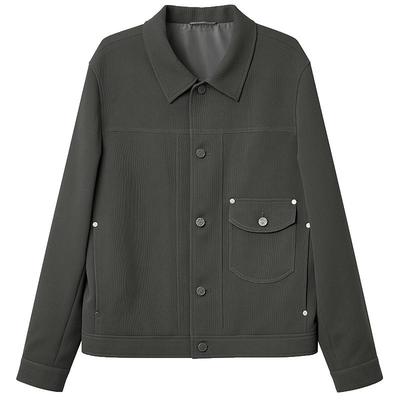 JDV男装商场同款春秋秋新品深灰格纹时尚个性潮流夹克外套上衣