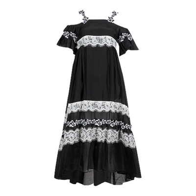 经典短袖拼接中长款连衣裙女士