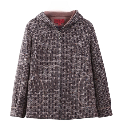 依布中老年妈妈秋冬连帽外套