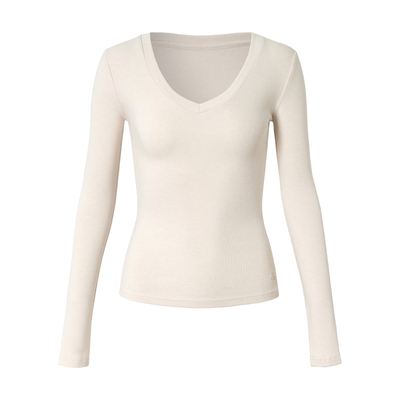 RPB BRAND基础纯色超亲肤V领长袖T恤修身显瘦有弹打底衫上衣Tee