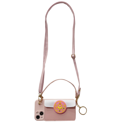 粉色百变小樱斜挎零钱包手机壳