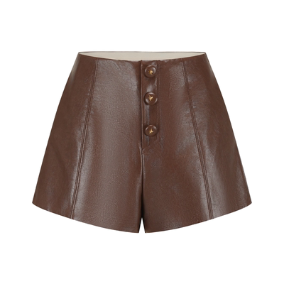 ORA GENESIS2025年冬季新品时尚星芒扣装饰PU皮短裤