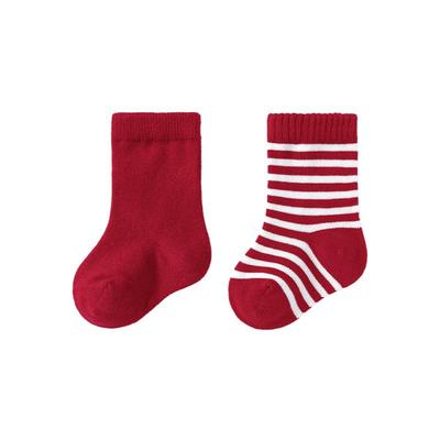 babylove婴儿袜子秋冬弹力保暖新生儿袜新年红中筒袜宝宝袜2双装