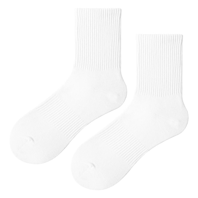 袜子男士纯棉中筒袜薄款毛巾底白色运动袜防臭吸汗透气长袜潮夏季