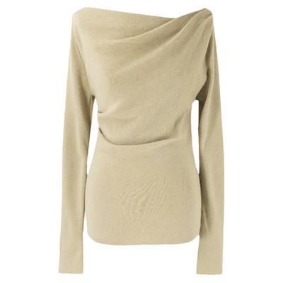 现货一字领露肩针织荡领上衣