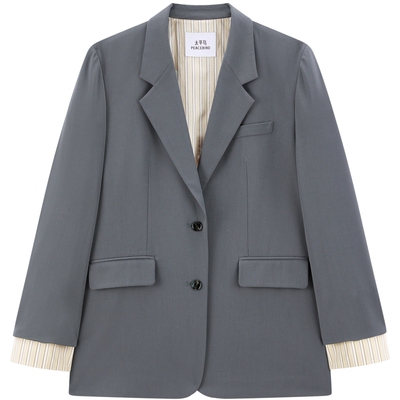 【商场同款】太平鸟铅笔西装26新春拼接条纹微阔外套女A1BAG1508