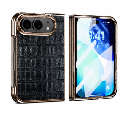 iPhone18折叠屏鳄鱼纹真皮手机壳
