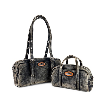 【旧匣子】SpicyCapsoul原创时尚做旧成衣水洗不规则牛仔包斜挎包