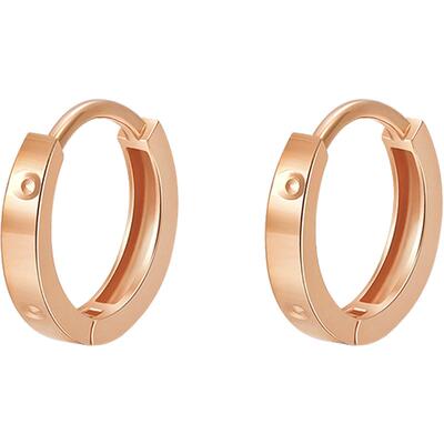 明牌珠宝18k金耳饰彩金素圈耳钉