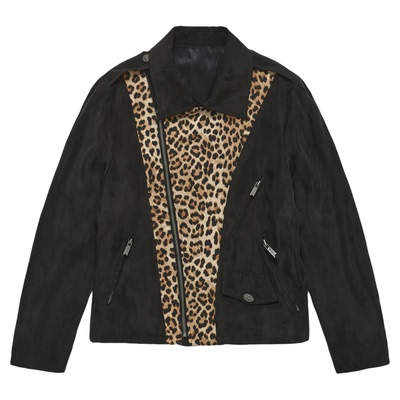 pacshop薄夹克豹纹铜氨丝中性