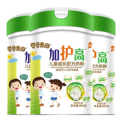 可可麦田加护高儿童成长奶粉高钙奶粉3-15岁学生营养奶粉800g4罐