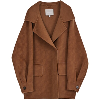 墨蒂珂中长款羊毛呢提花外套