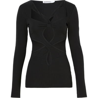 MARRKNULL 春夏女士挖剪棉质混纺平纹布上衣