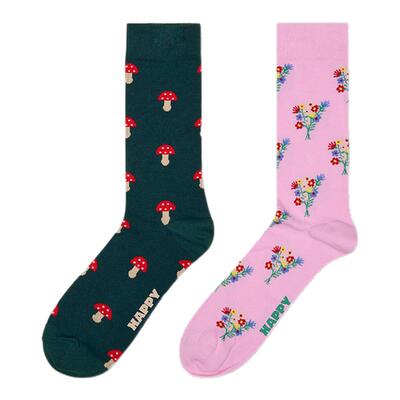 【2026新款】Happy Socks潮牌个性创意植物图案袜子百搭中筒袜