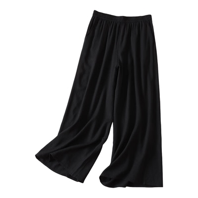 松弛慵懒高腰显瘦天丝麻阔腿裤