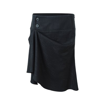 call it a day 黑色肌理低腰A字不规则鱼尾半身裙宽腰头高智中裙