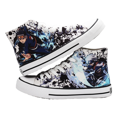 火影忍者鸣人联名高帮帆布鞋手绘鞋男鞋女鞋休闲潮流鸳鸯鞋印花鞋