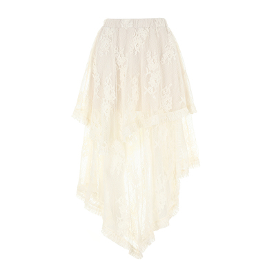 wanatry不对称蕾丝层叠中长裙女