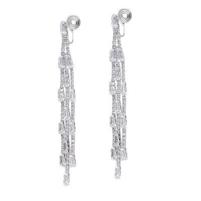 无耳洞超闪长款法式简约锆石