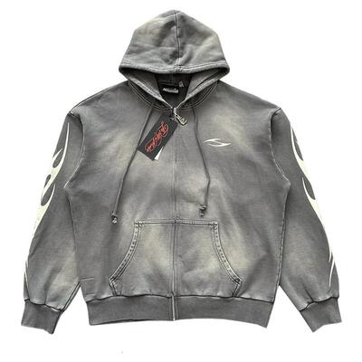 Hellstar Studios Zip Up Hoodie 拉链洗水纯棉连帽卫衣
