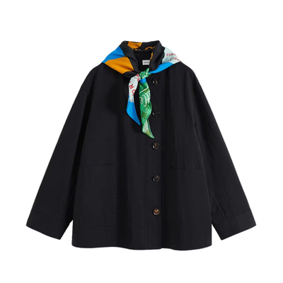 SHORTSENTENCE丝巾领口袋短风衣