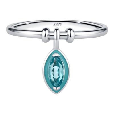 摩典925银薄荷绿闪钻吊坠戒指女