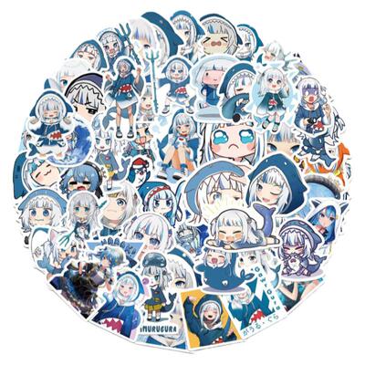 鲨鱼女孩防水贴画贴纸可爱不重复