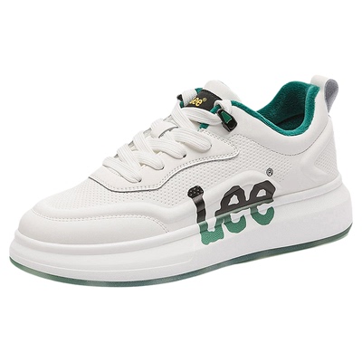 Lee官方男鞋真皮增高厚底小白鞋