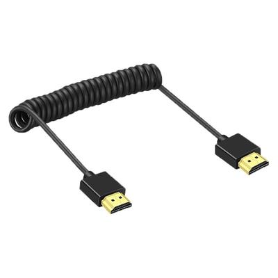 高清HDMI线2.0弹簧线4K细软适用于索尼A7佳能R5微单单反监视器线电视连接线数据atomos阿童木micro mini hdmi