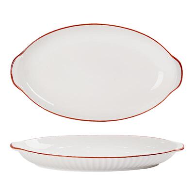 双耳陶瓷鱼盘家用2025新款蒸鱼专用盘子高级感大号鱼盆鱼碗装鱼碟