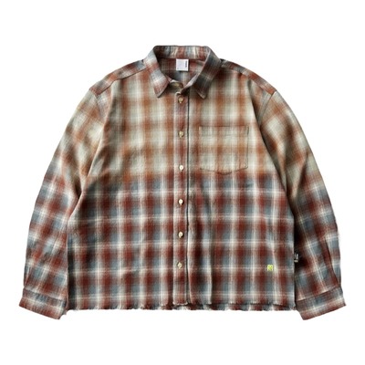 Remedy国潮红蓝格子长袖衬衫男