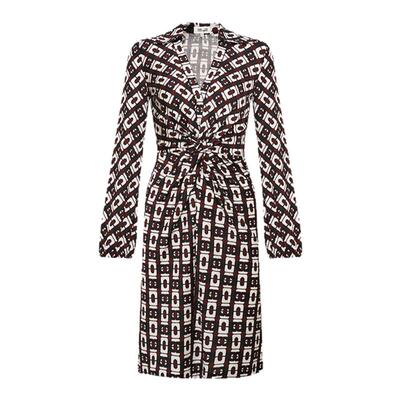 DVFV领长袖短款几何印花连衣裙