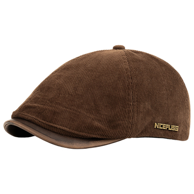 高端灯芯绒帽子男秋冬保暖鸭舌