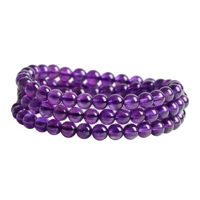 正品乌拉圭天然紫水晶108颗手持念珠男女多圈层手链串项链紫罗兰
