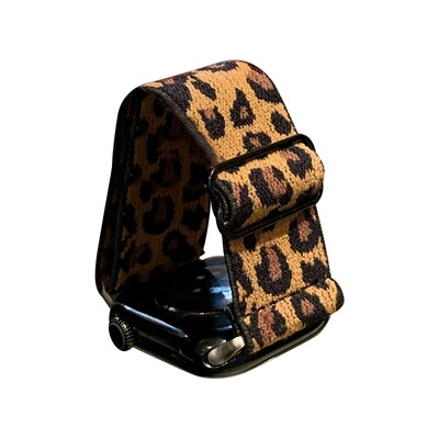 适用iwatch舒适弹力豹纹回环表带