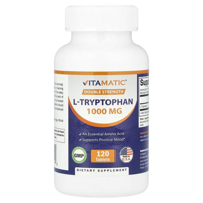 Vitamatic,L-色氨酸，双倍功效，1000 毫克，120 片