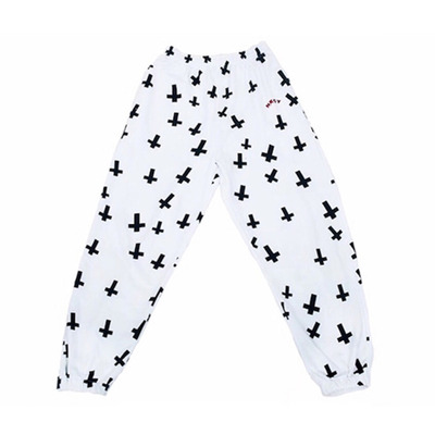 十字印花束腿裤潮牌纯棉运动裤