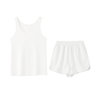 宽松短袖T恤背心上衣+短裤两件套