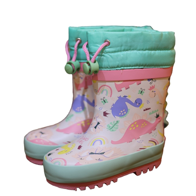 中筒加绒儿童雨鞋抽绳防滑雨靴
