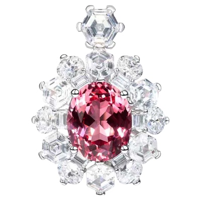 VISING【AGL国际证书】培育帕帕拉恰蓝宝石4.9ct粉色吊坠S925银