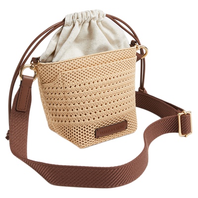 CHARLESKEITH度假编织抽绳水桶包