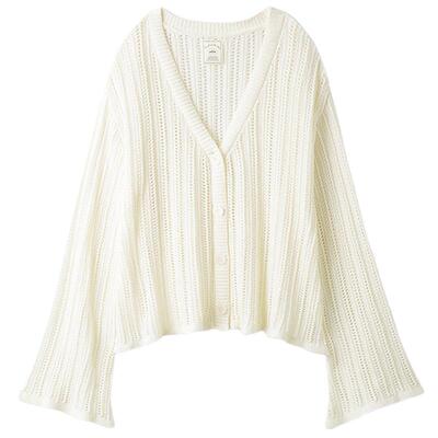 gelatopique纯色竖条纹理短开衫