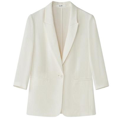 LAUREL真丝绉感提花七分袖西装