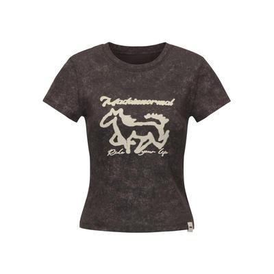 madeinormal马术系列LOOKNOW2025春新款水洗马术印花短袖T恤女