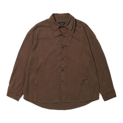 TIRES 25AW 双领解构衬衫 纯色休闲拼接领口衬衣宽松廓形垂感男女