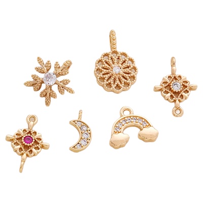 保色14K包金镶嵌diy手链吊饰锆石